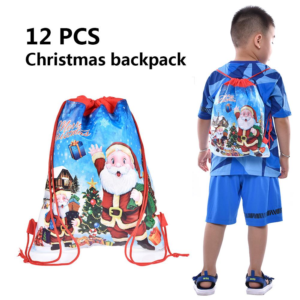 12X Santa Claus Bag Backpack Reusable Drawstring S... – Grandado