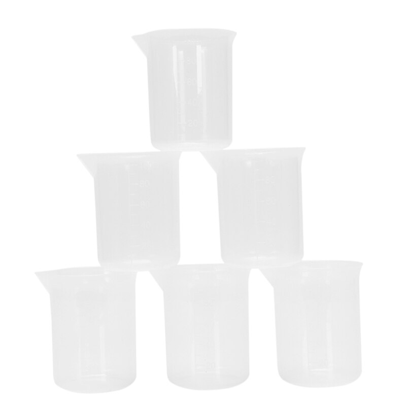 6 Pcs Kunststoff Lab 100mL Meßzylinder Becher Tass... – Vicedeal
