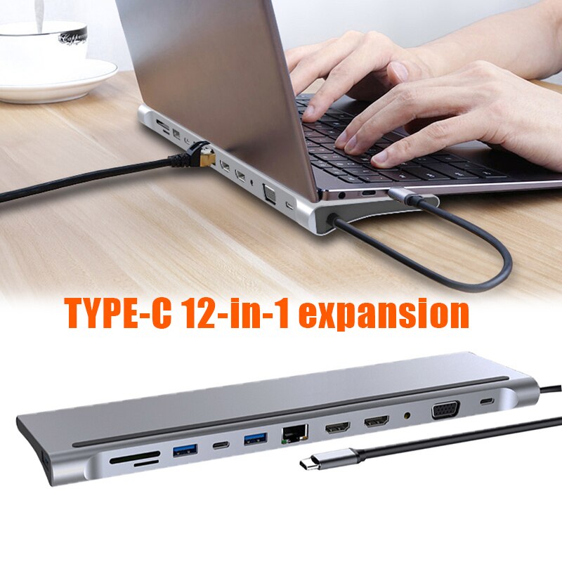Full-featured 12 in 1 USB-C Type-C Docking Station... – Grandado