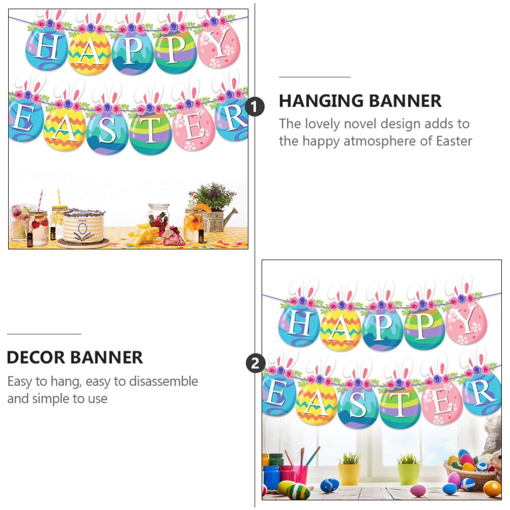 1pc Adorable Easter Egg Banner Premium Paper Easte... – Grandado