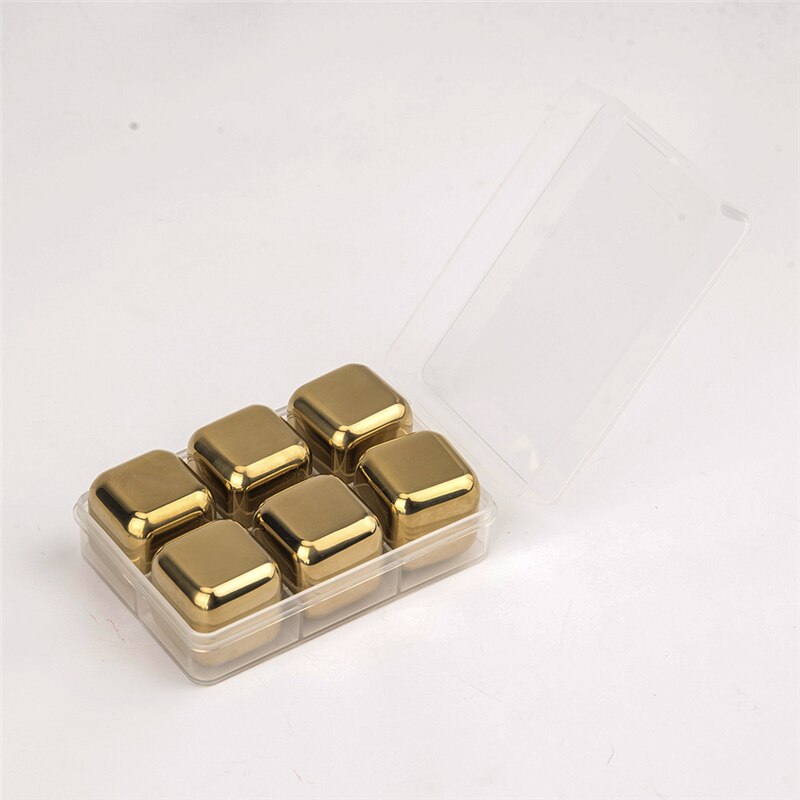 Gold Square Shape Stainless Steel Whisky Ice Cubes... – Grandado