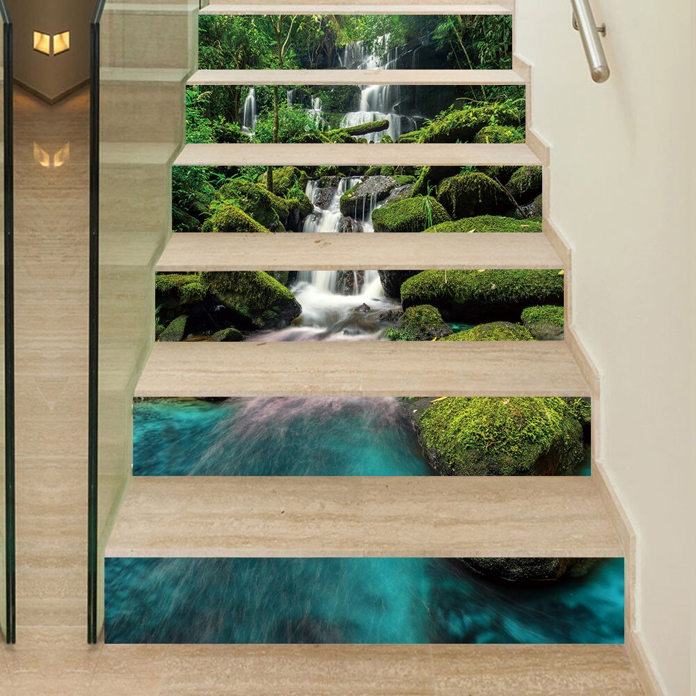 Rainforest Waterfall Staircase Sticker For To The ... – Grandado