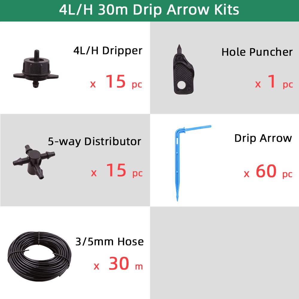 30M 3/5MM Hose Garden 60PCS Drip Arrow Watering Ki... – Grandado