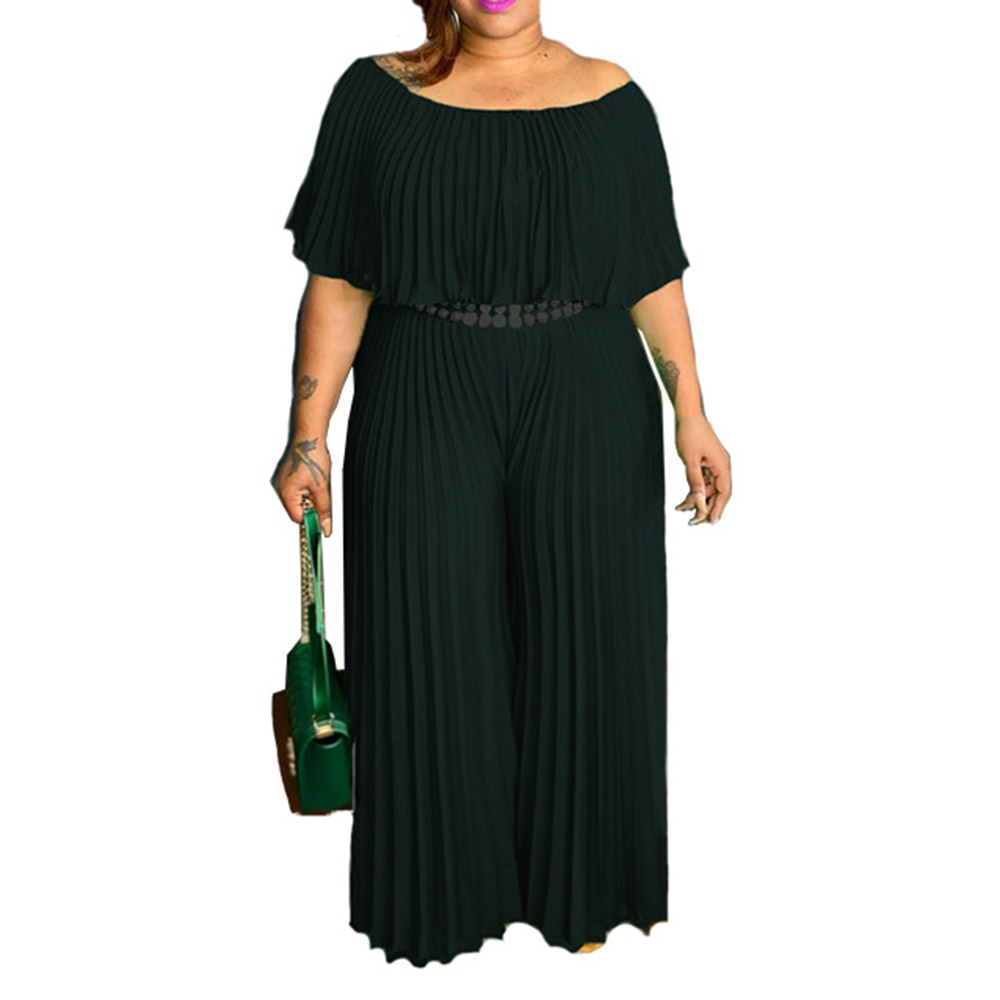 5XL Pleated Plus Size Jumpsuit Women Loose Office ... – Grandado