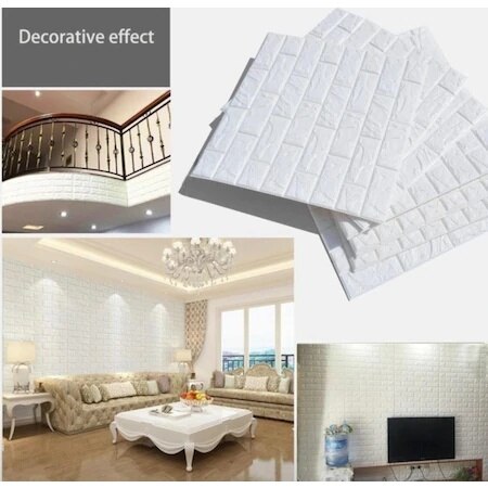 Self-Adhesive 65mm White Flexible Sponge Brick Wal... – Grandado