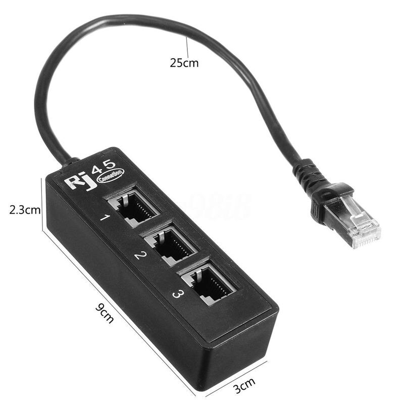 RJ45 Male to 3 RJ45 Female Port Network Extender C... – Grandado