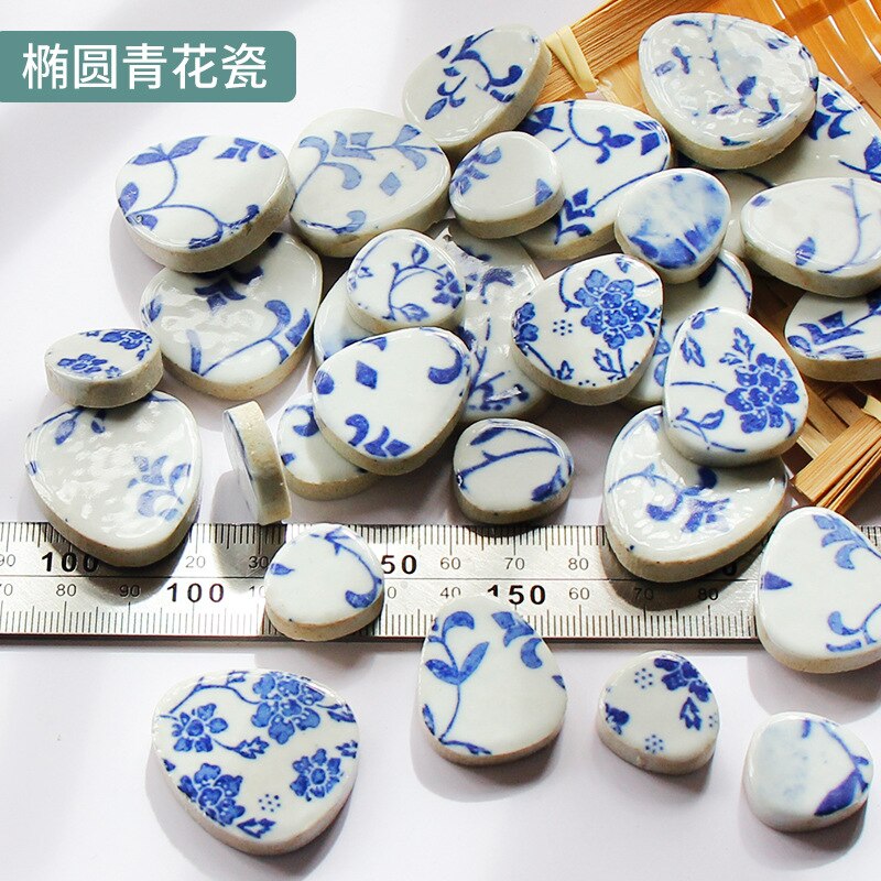 DIY Ceramic Mosaic Fragment Irregular Blue and Whi... – Grandado