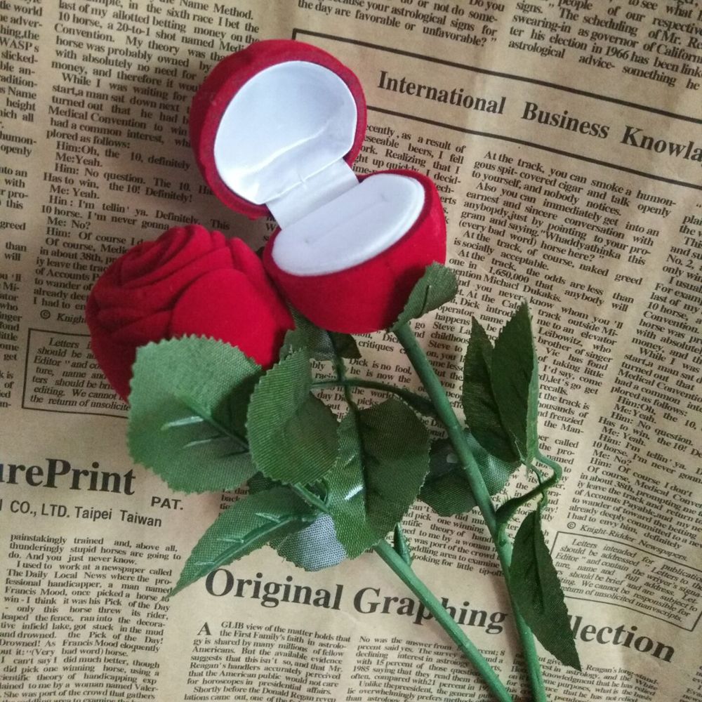 1 Pc Romantic Rose Flower with Rod Ring Box Velvet... – Grandado