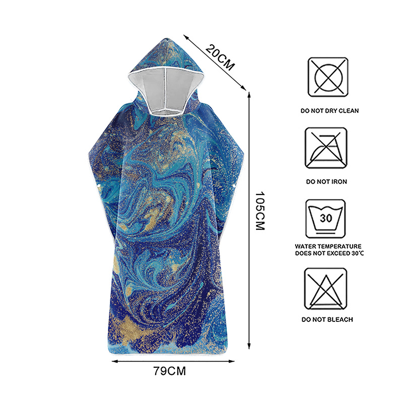 Marbling Badjas Strand Hooded Badhanddoek Microfib... – Grandado