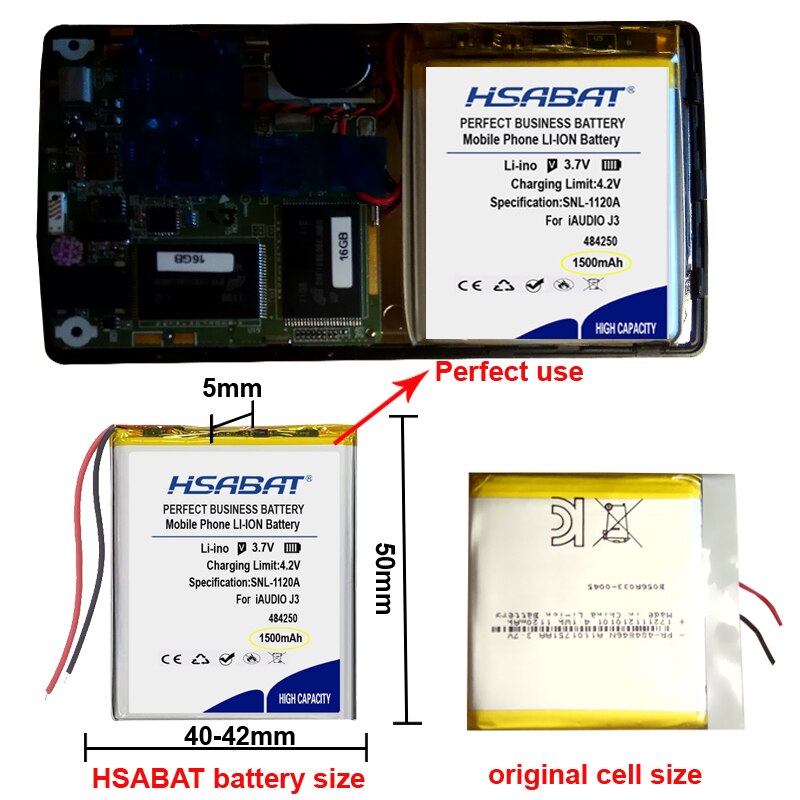 HSABAT iAUDIO J3 1500mAh Battery for COWON iAUDIO ... – Grandado