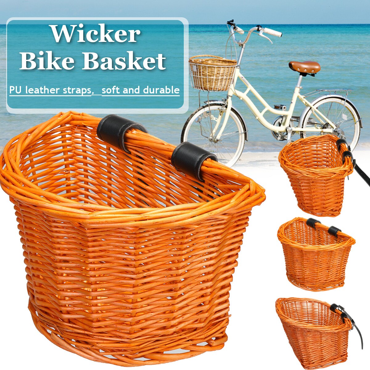 Vintage Rotan Fiets Rieten D-Vormige Bike Front Ma... – Grandado