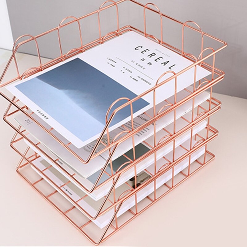 H55F Pack of 2 Rose Gold Letter File Organizer Tra... – Grandado