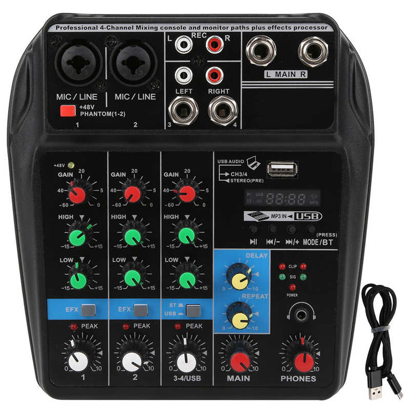 4 Channel Music Console Mixer Sound Mixing for Blu... – Grandado