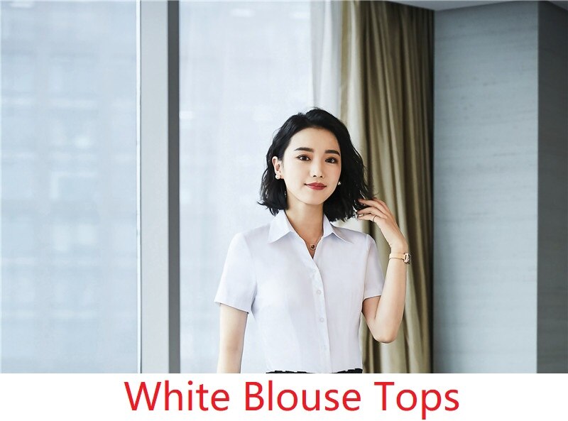 White Summer Formal Women Blouses & Shirts For Lad... – Grandado