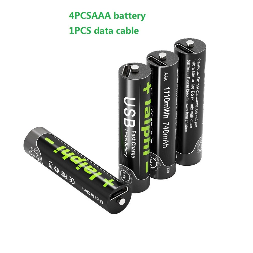 1.5v usb aaa lithium ion batteri 740 mah 100% kap... – Grandado