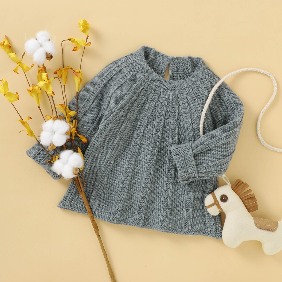 Baby Herfst Outfit, Solid-Kleur O-hals Lange Mouwe... – Grandado