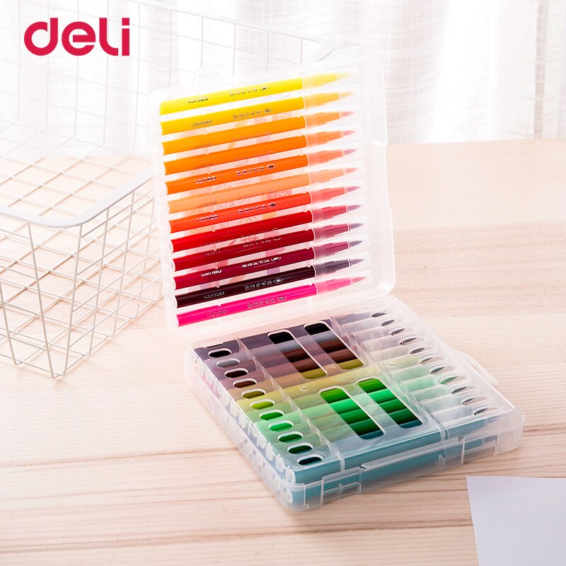 Deli Marker Pen Set 12/24/36/48 Color Soft Head Wa... – Grandado