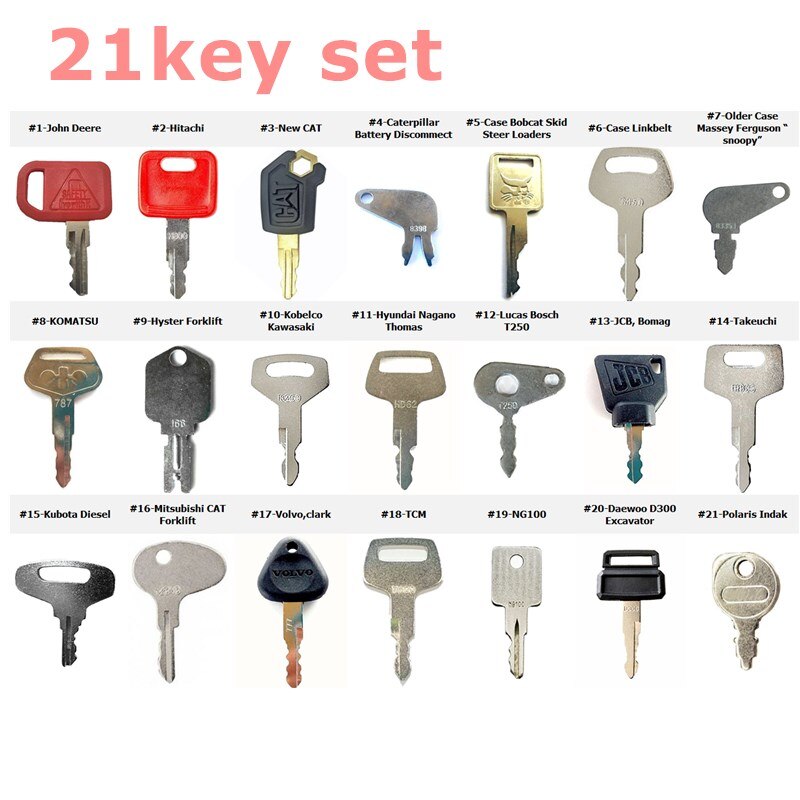 21 Pcs Construction Equipment Ignition Key Set For... – Grandado