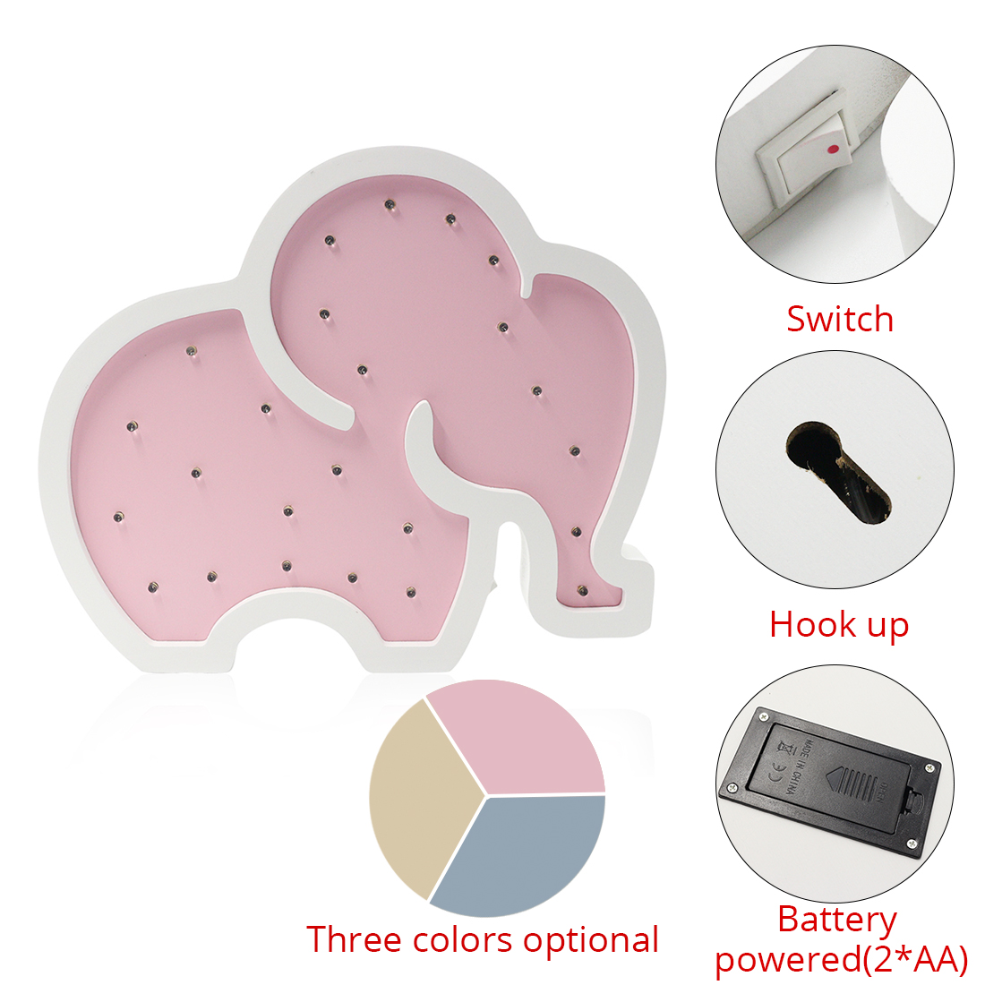 Hinnixy 3D Wooden Elephant Night Light Children Ki... – Grandado