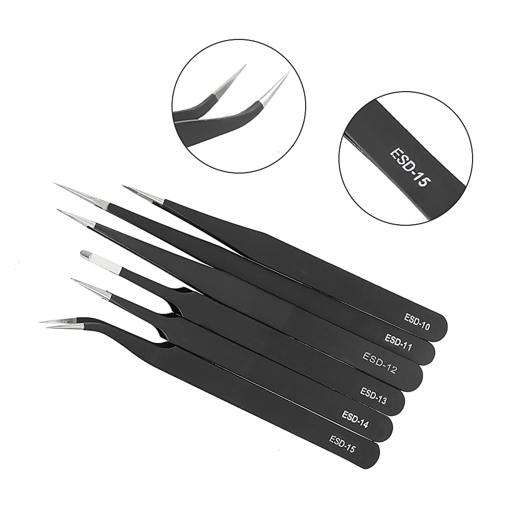 DIYWORK 6Pcs/Set Electronics Precision Tweezers Se... – Grandado