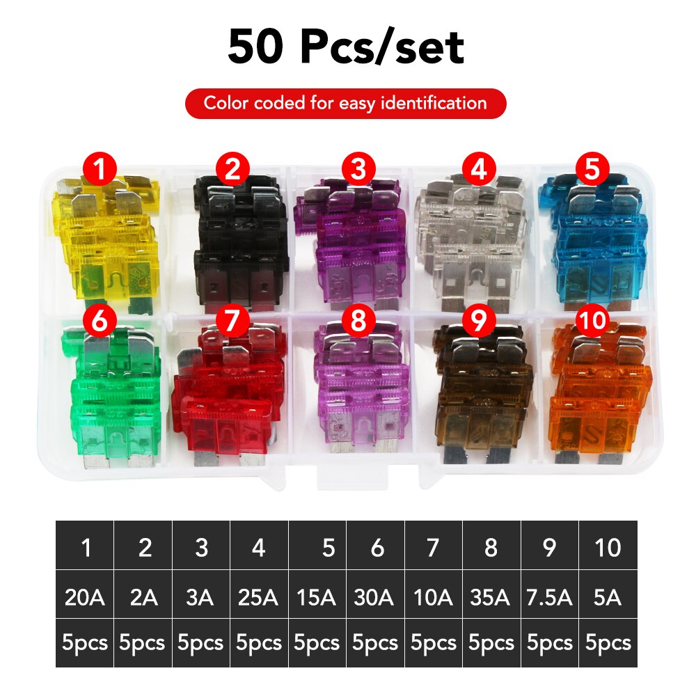 50PCS Car Fuses Auto Blade Type Fuse Set for subar... – Vicedeal