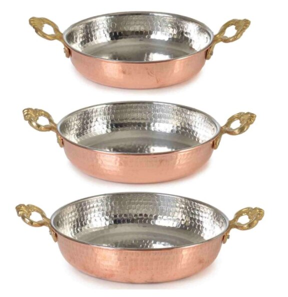 English 3 Pcs Copper Pans Double Handled Old Forge... – Vicedeal