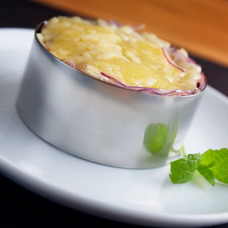 4 stk rustfrit stål rund kold fad skimmel med skub... – Grandado