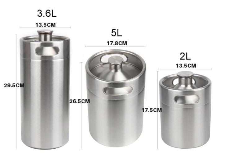 Portable Stainless 2L 3.6L 5L Mini Keg Beer Growle... – Grandado