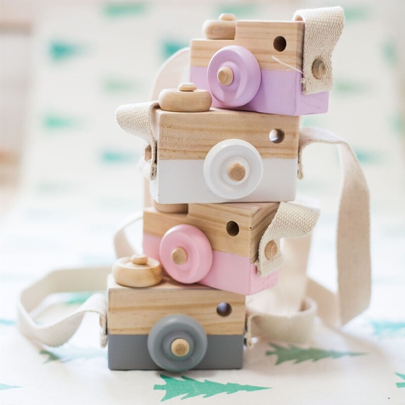 Pine Wooden Camera Mini Play Wooden Camera Toy Han... – Grandado