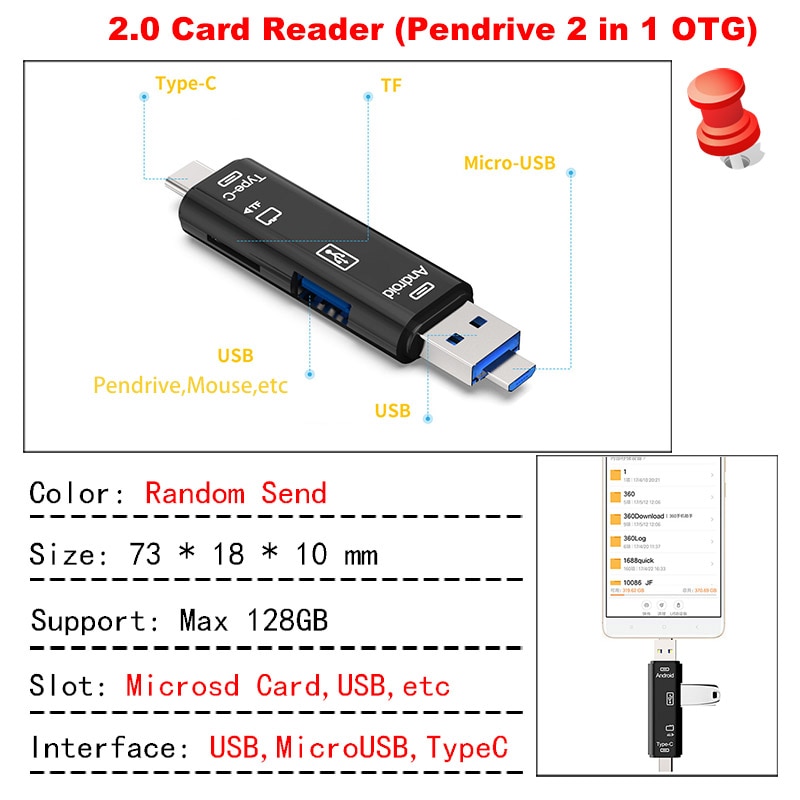 Kuman-lector de tarjetas OTG para teléfono, interf... – Grandado Kuman-lector de tarjetas OTG para teléfono, interf... – Grandado