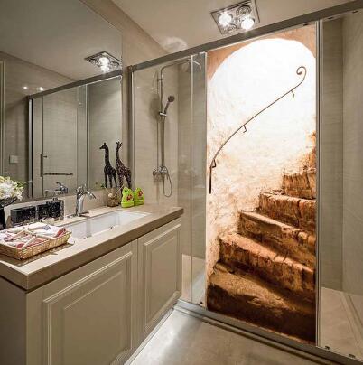 Vintage 3D Staircase Access Door Sticker Self Adhe... – Grandado