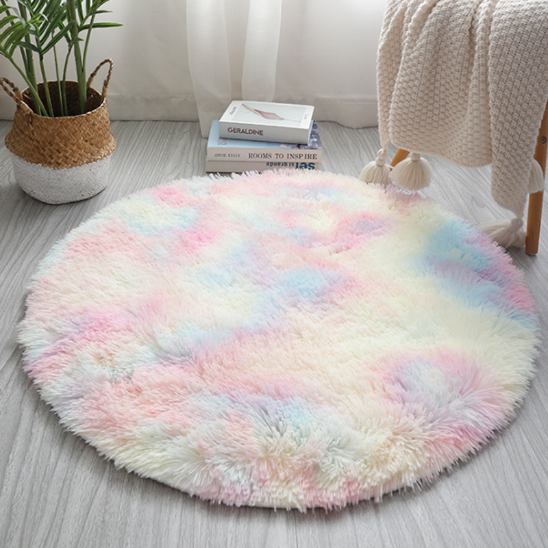 Nordic Rainbow Tie-dyed Plush Carpet Round Soft Fl... – Grandado