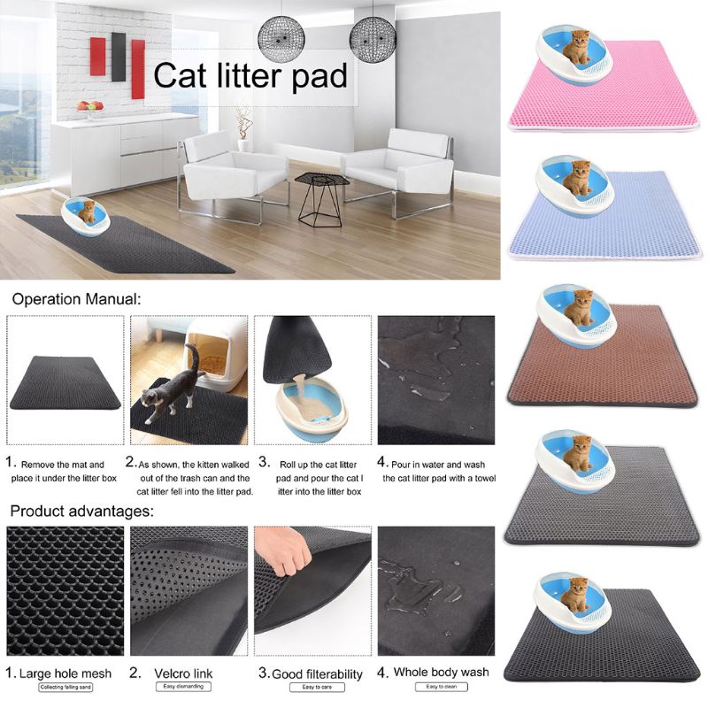 4 Sizes Double Layer Waterproof Cat Litter Mat Non... – Grandado