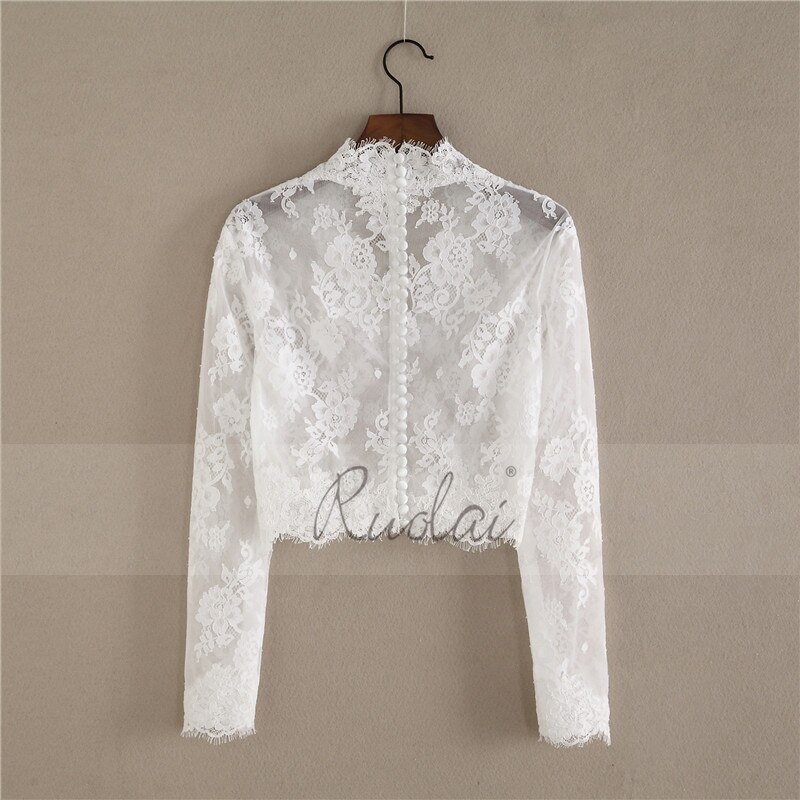 Ivory V Neck Long Sleeve Wedding Jacket Wedding Bo... – Grandado