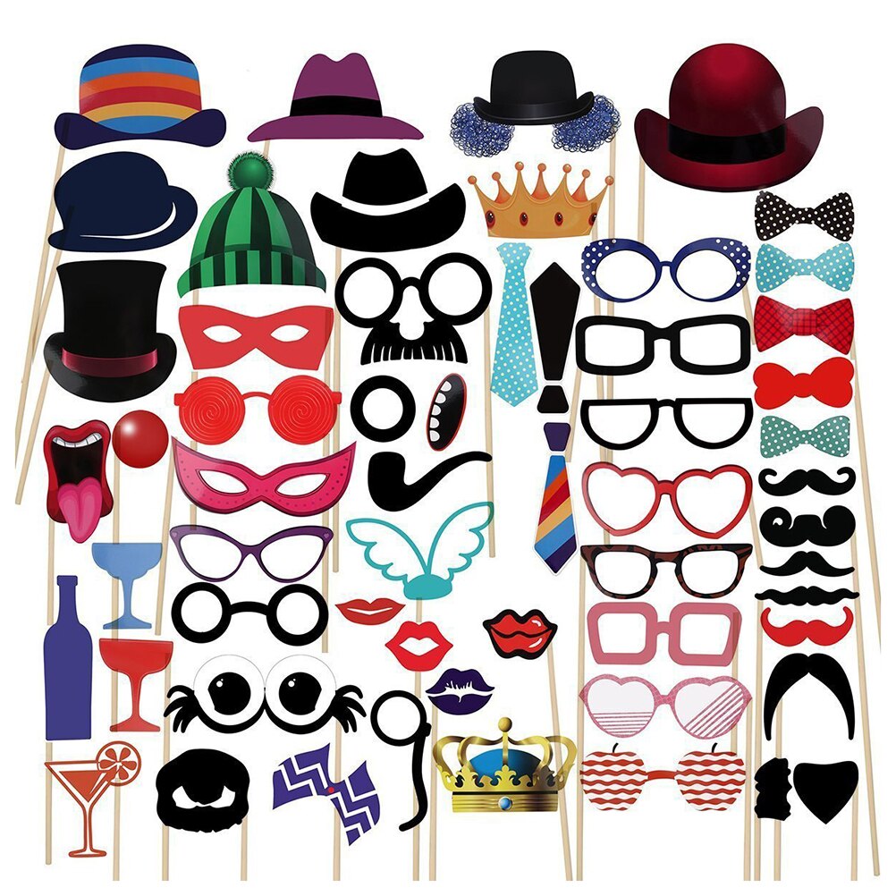 58pcs Wedding Photo Props Photo Booth Props Kit De... – Grandado