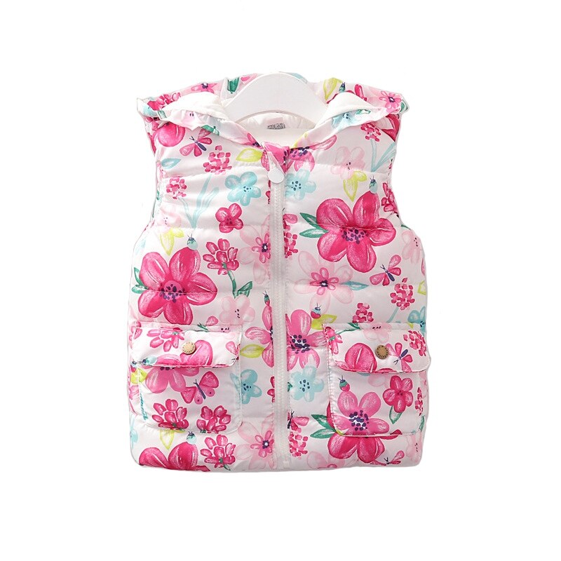 Sundae Angel Vest for Girls Hooded Print Flower Ja... – Grandado