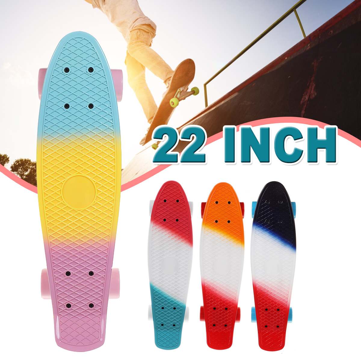 22Inch 4 Kleuren Plastic Mini Cruiser Skate Board ... – Vicedeal