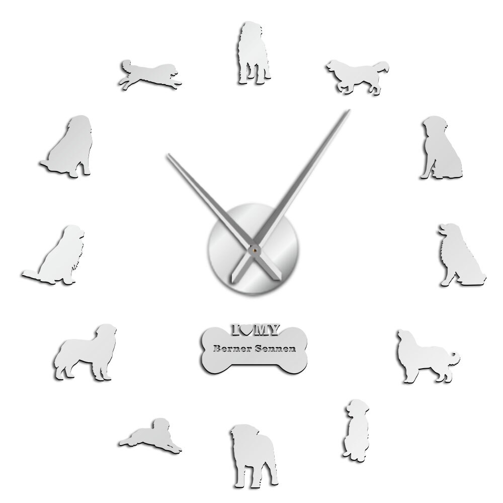 3D Bernese Mountain Dog Frameless Mute Wall Time C... – Vicedeal