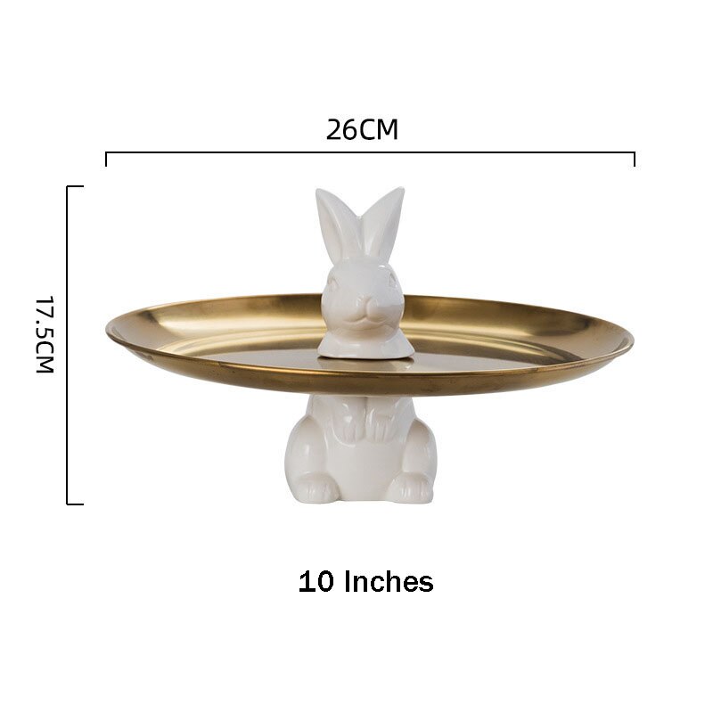 VILEAD Ceramic Rabbit Plate Metal Plate Afternoon ... – Grandado