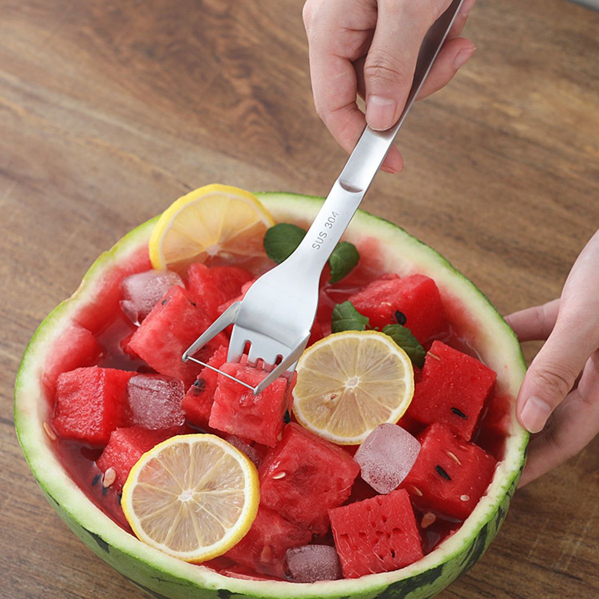 Stainless Steel Fruit Cutting Fork Spoon Cut Melon... – Grandado
