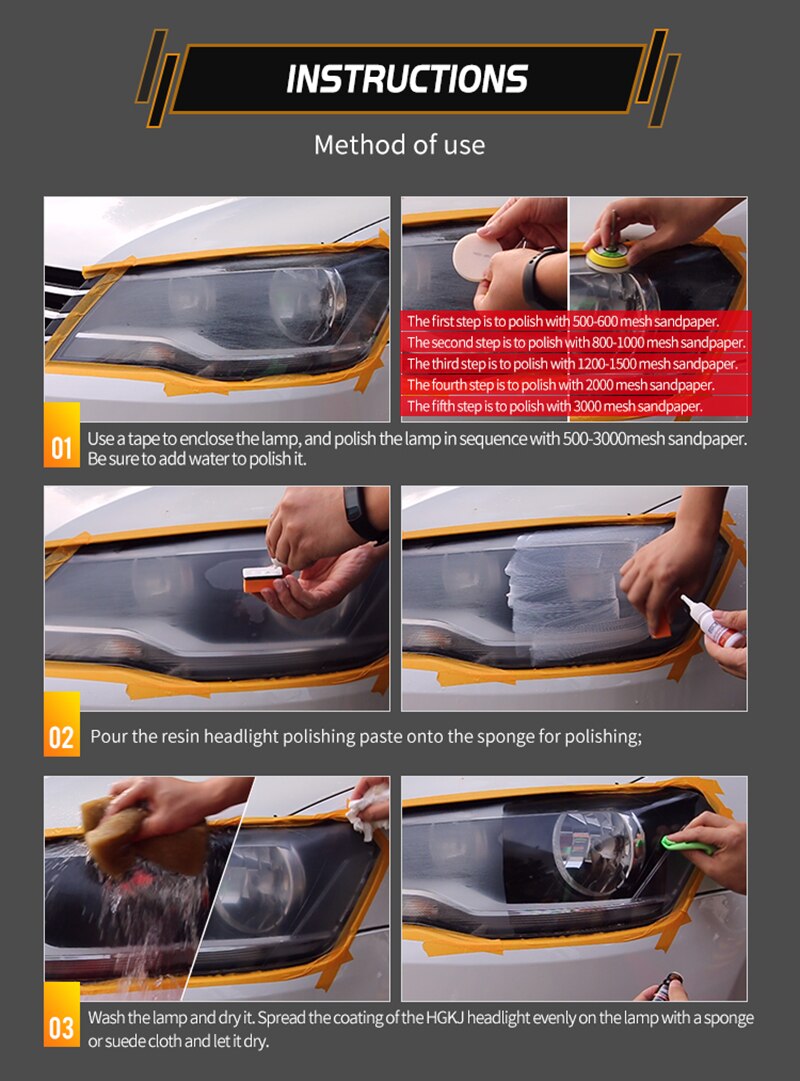 HGKJ 30ml Headlight Restoration Polishing Kits Hea... – Grandado