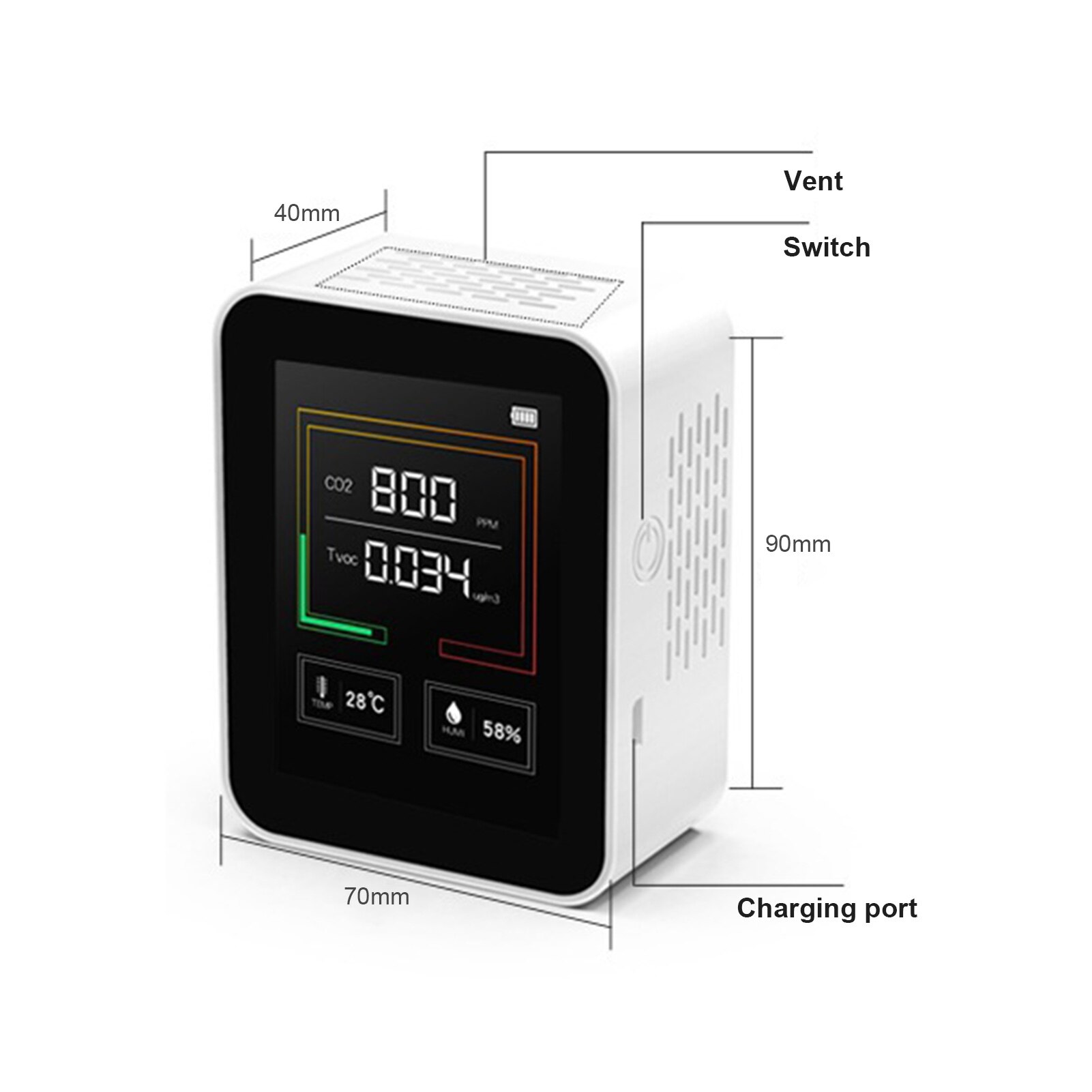 CO2 Concentratie Detector Indoor Verontreinigende ... – Vicedeal