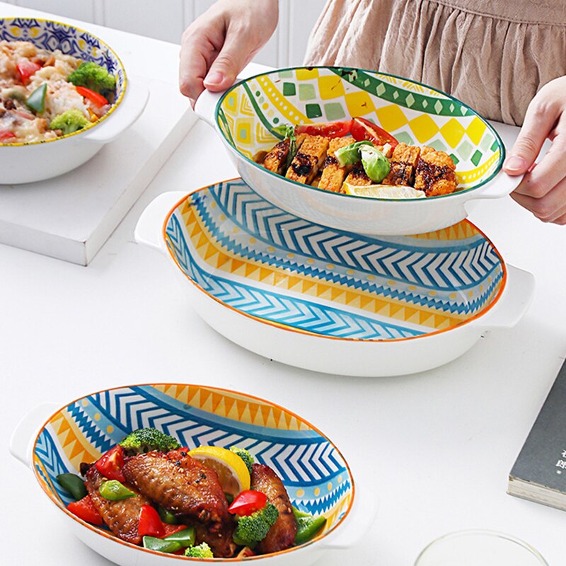 9 Inch Retro Stijl Ronde Bakken Kom Hand Schildere... – Grandado