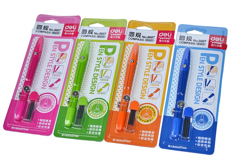 DELI 2pcs/lot 8607 student compasses metal compass... – Vicedeal