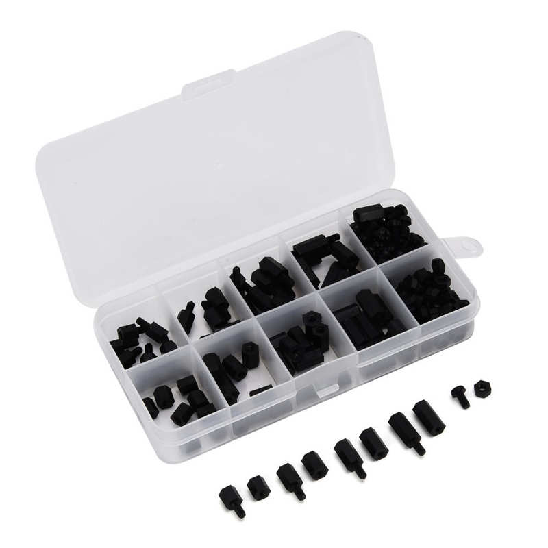 Kit de tuercas de tornillo M3 de nailon negro, 180... – Grandado