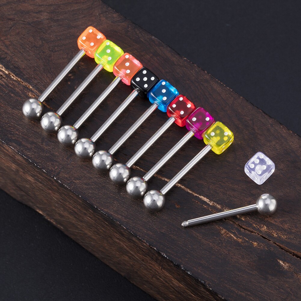 2Pcs Metal Goth Tongue Nail Tongue Puncture Dice B... – Grandado