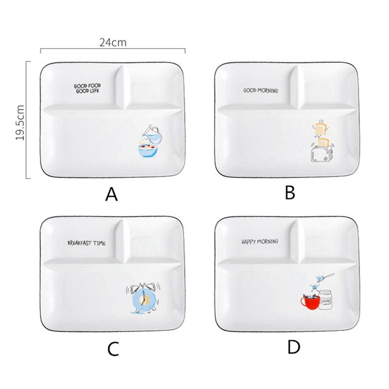 Ceramic Fruit Snack Plate Rectangular Divider Thre... – Vicedeal