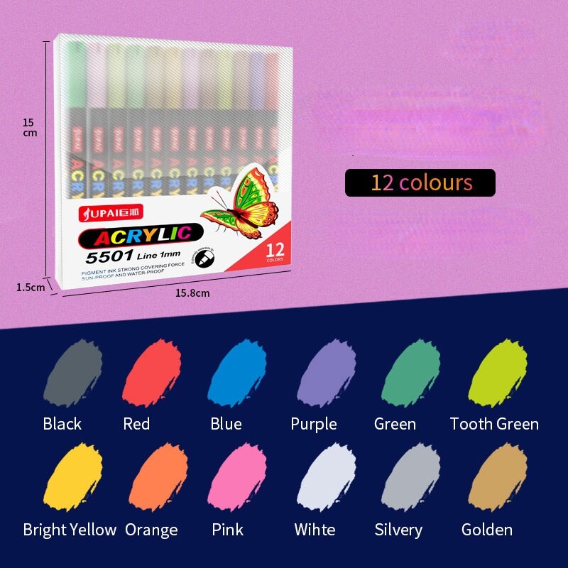 12/24 Color Water-based Acrylic Pen Paint Pen Set ... – Vicedeal