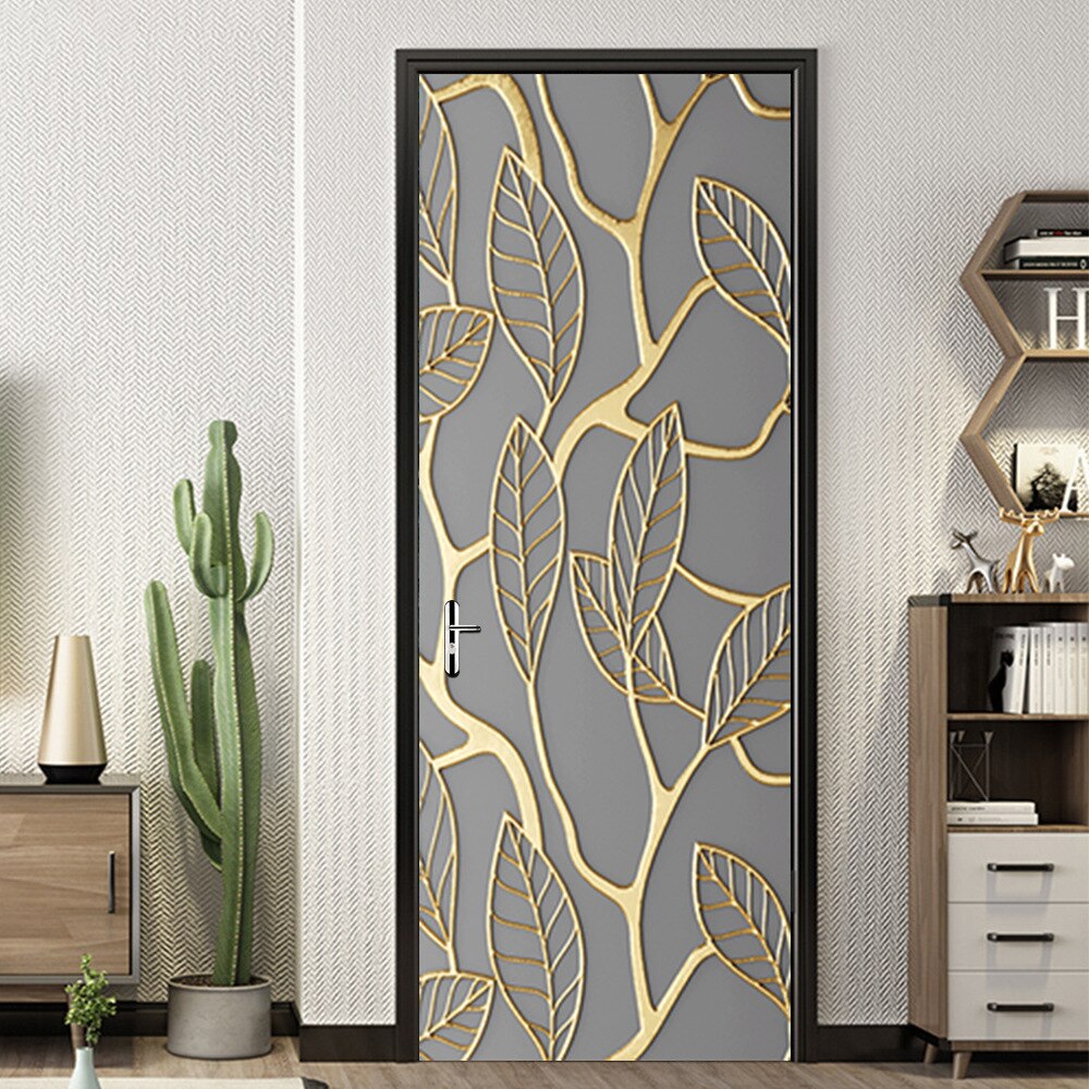 European Golden Leaves Door Stickers Home Decor Do... – Vicedeal