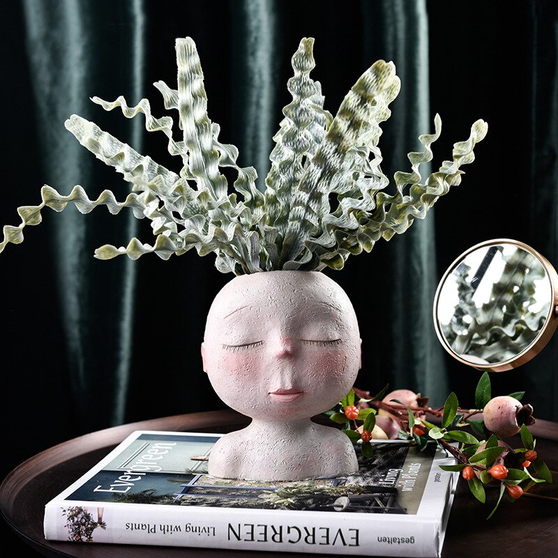 1pcs Human Head Vase Flower Pot Doll Shape Sculptu... – Grandado